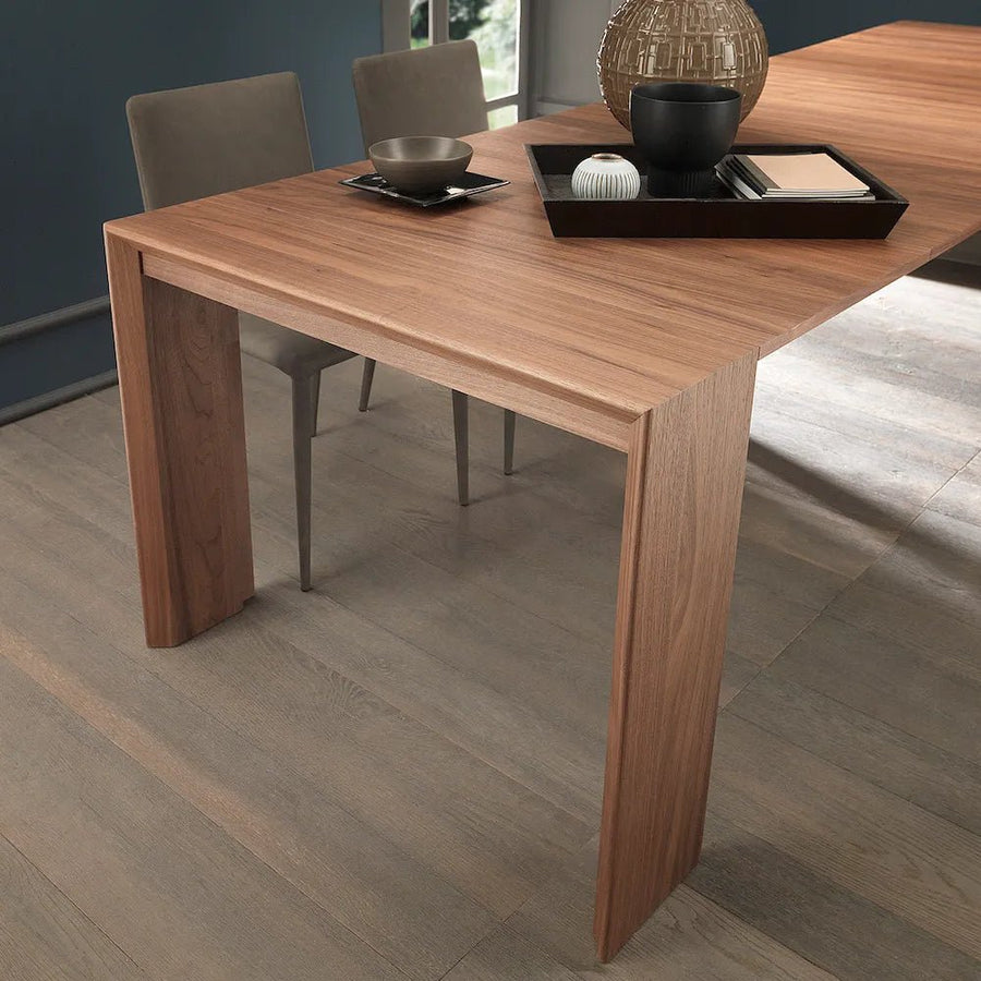 Wood Veneer Console Dining Table with Extendable Top – Spaceman